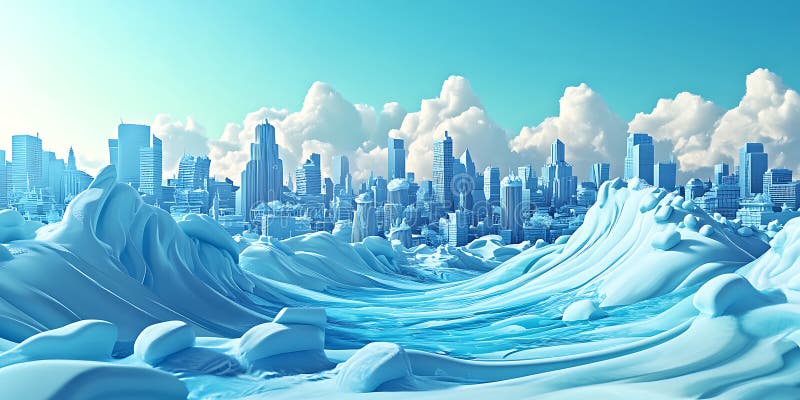 Stunning Blue Ice Landscape Digital Art Background Image Stock ...