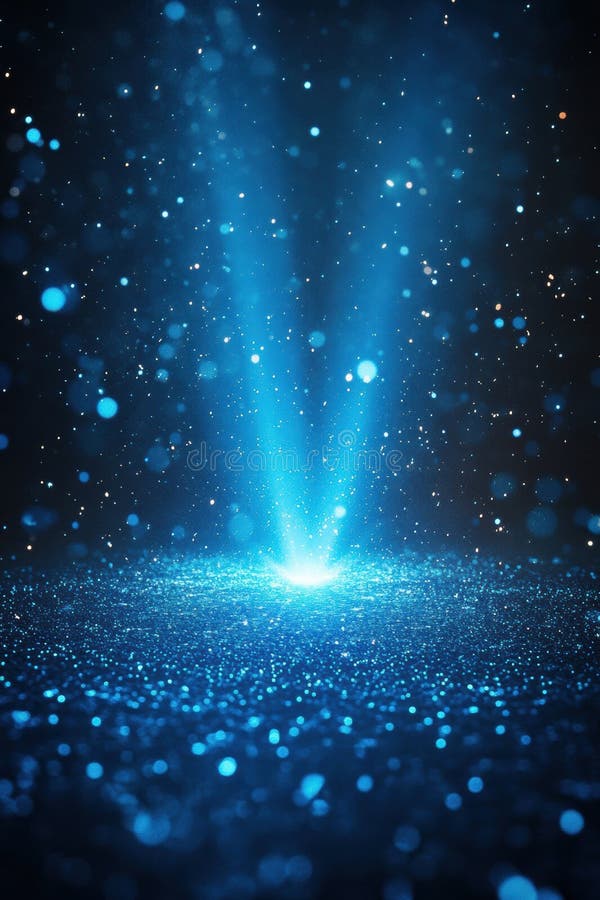 Stunning Blue Light Rays Emanating from Sparkling Particles Abstract ...