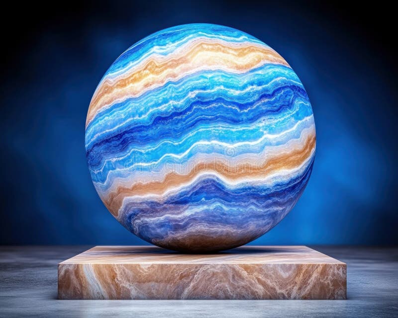 Stunning Blue Marble Sphere with Dramatic Veins, Polished and Smooth ...