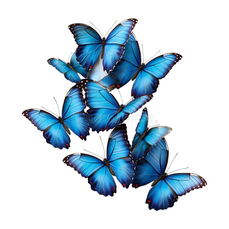 Stunning Blue Morpho Butterflies a Vibrant Cluster on Transparent ...