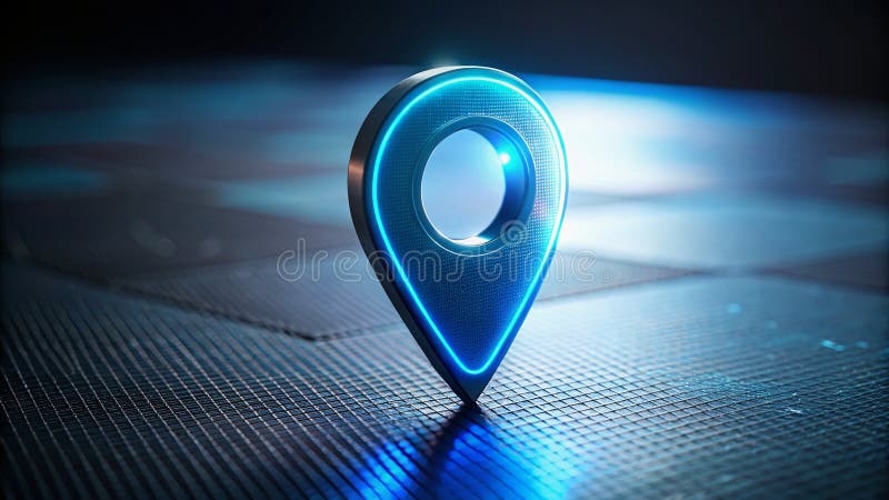 A Stunning Blue Navigation Pin Illuminates a Smooth Surface Perfect for ...