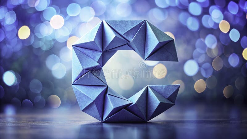 Stunning Blue Origami Letter C: Abstract Geometric Typography Design ...