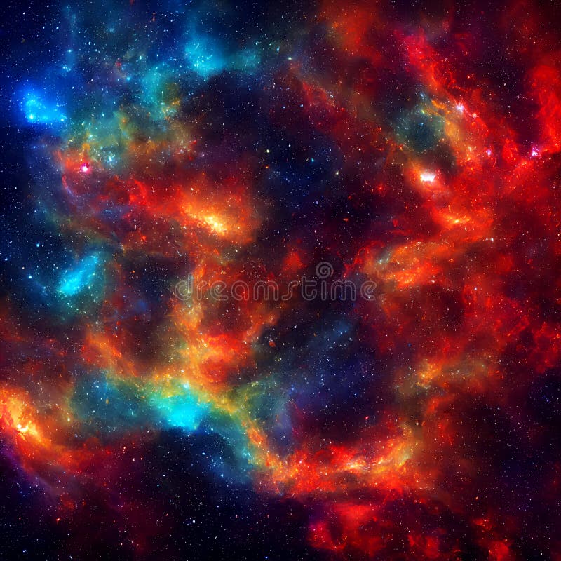 Stunning Blue and Reddish Orange Outer Space Galaxies Stock Photo ...