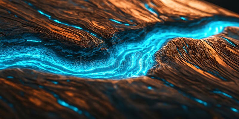 Stunning Blue Resin Art River in Wood Texture Stock Illustration ...