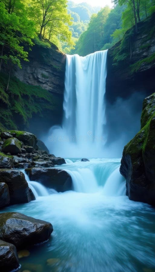Stunning Blue Ridge Waterfall, Silky Smooth Water, Dramatic Motion Blur ...
