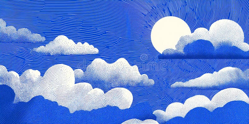 Stunning Blue Sky with Clouds Artistic Digital Rendering Stock ...