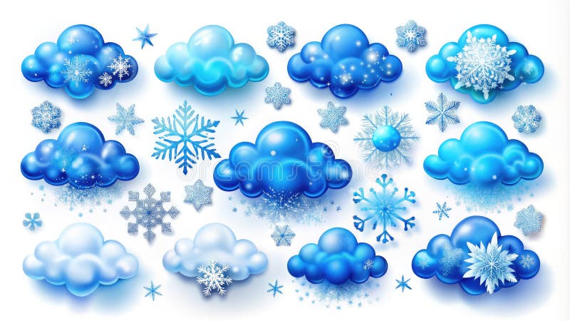 Stunning Blue Snowfall Weather Icons: Vector Graphics for Winter Themes ...