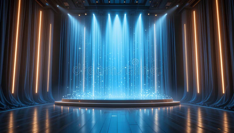 Stunning Blue Stage with Magical Spotlight Effect Stock Illustration ...