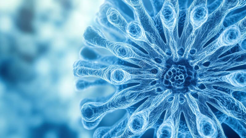 Stunning Blue Virus Cell Render Microscopic World of Infection Disease ...