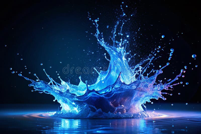 Stunning Blue Water Splash in Night Photography a Dynamic Image Perfect ...
