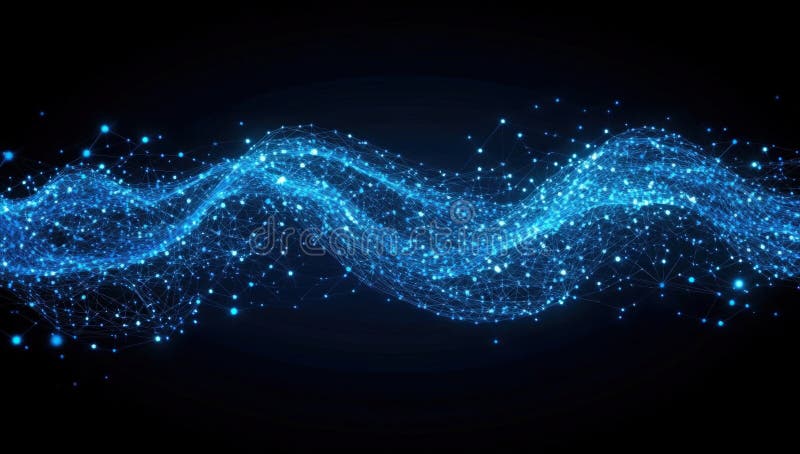 A Stunning Blue Wave of Particles Gracefully Appears on a Dark Black ...