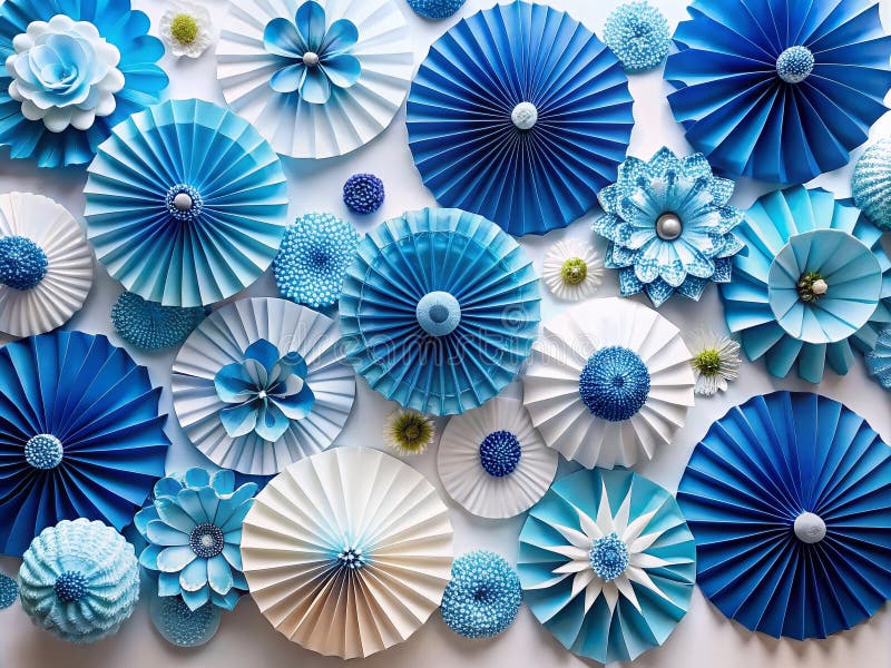 Stunning Blue and White Paper Flower Backdrop for an Elegant ...