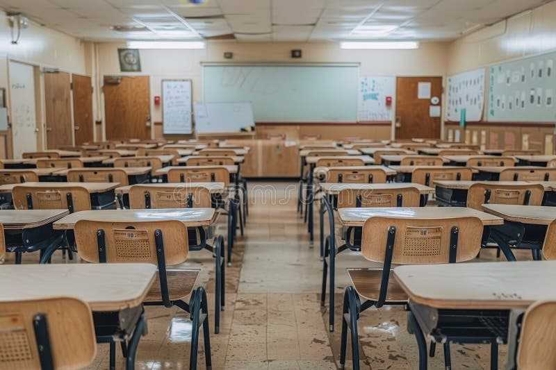 Stunning Blurred Background of a Bright Classroom with Panoramic ...