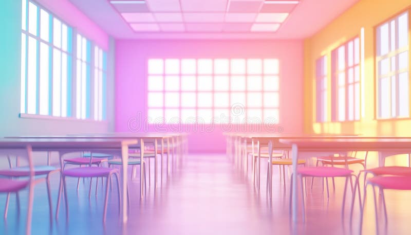 Stunning Blurred Views of Bright Classroom and Study Room with ...