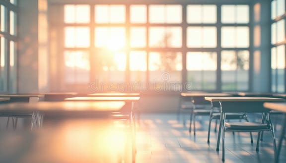 Stunning Blurred Views of Bright Classroom and Study Room with ...