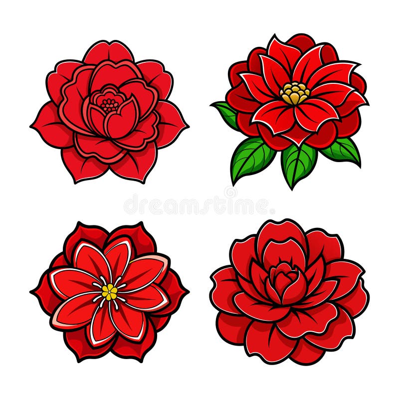 Stunning Bold Red Flower Illustration Stock Vector - Illustration of ...