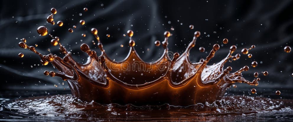 Stunning Brown Liquid Crown Splash Macro Dark Backdrop. Stock Photo ...