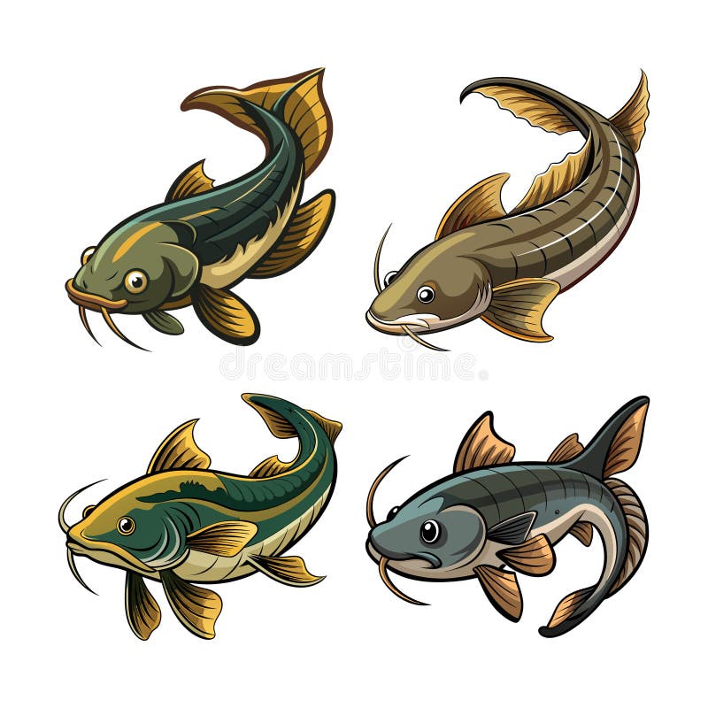 Stunning Bullhead Catfish Colorful Artwork Stock Vector - Illustration ...