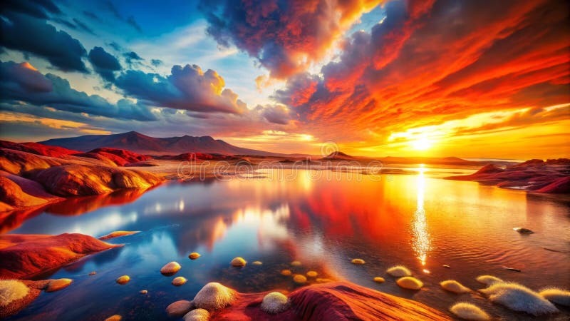 Stunning Burnt Terracotta and Coral Blue Gradient Landscape Background ...