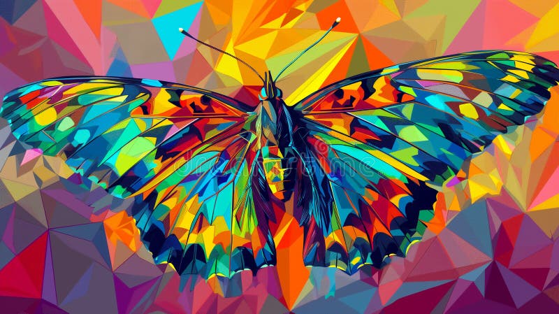 A Stunning Butterfly in Bold, Abstract Colors, Set Against a Geometric ...