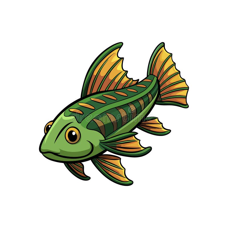 Stunning Cactus Pleco Fish Underwater Scene Stock Illustration ...