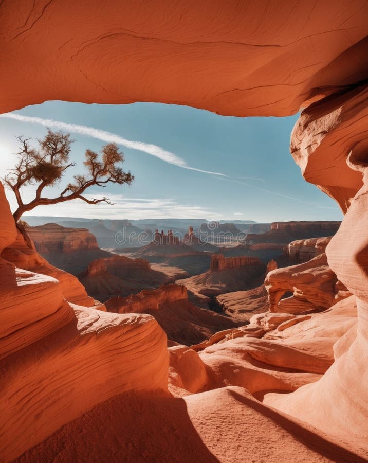Stunning Canyon Light Play in Desert Landscape. Stock Image - Image of ...