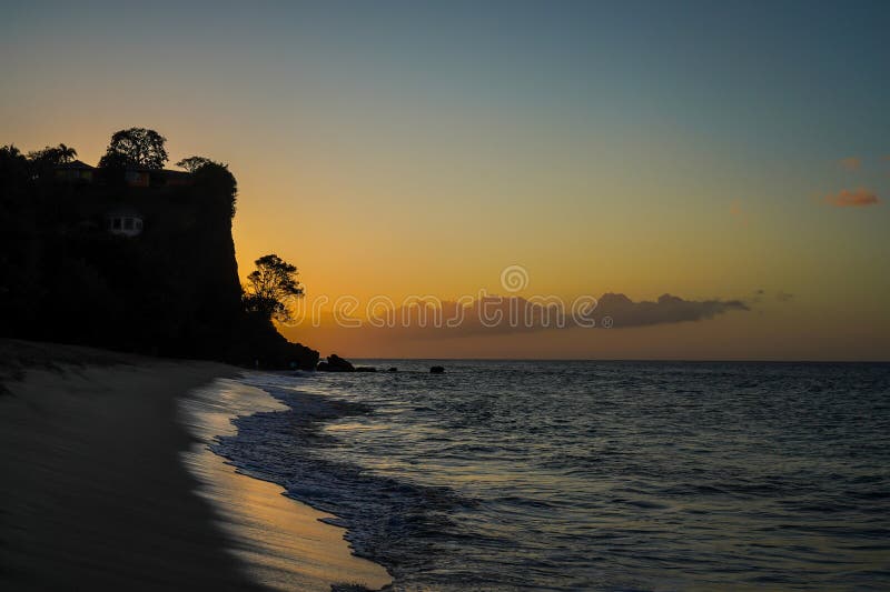 Stunning Caribbean Sunset at Magazine Beach, Grenada Stock Photo ...