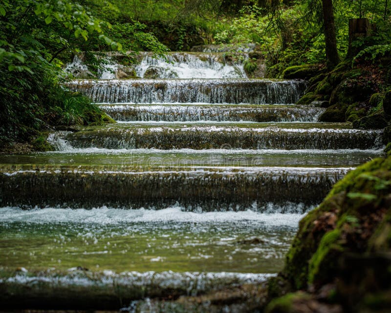 Stunning Cascading Waterfall in a Lush Forest in Wald, Switzerland ...