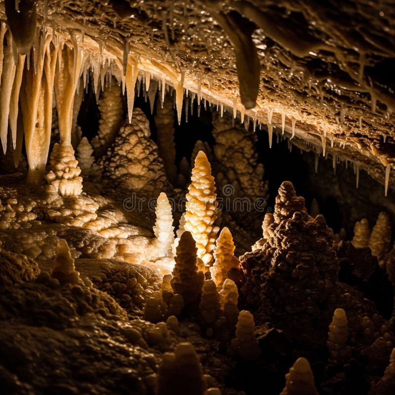 Stunning Cave Interior Featuring Stalactites Hanging from the Ceiling ...