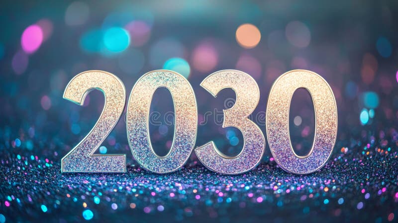 Stunning 2030 Celebration Image with Sparkling Silver Numbers on a ...