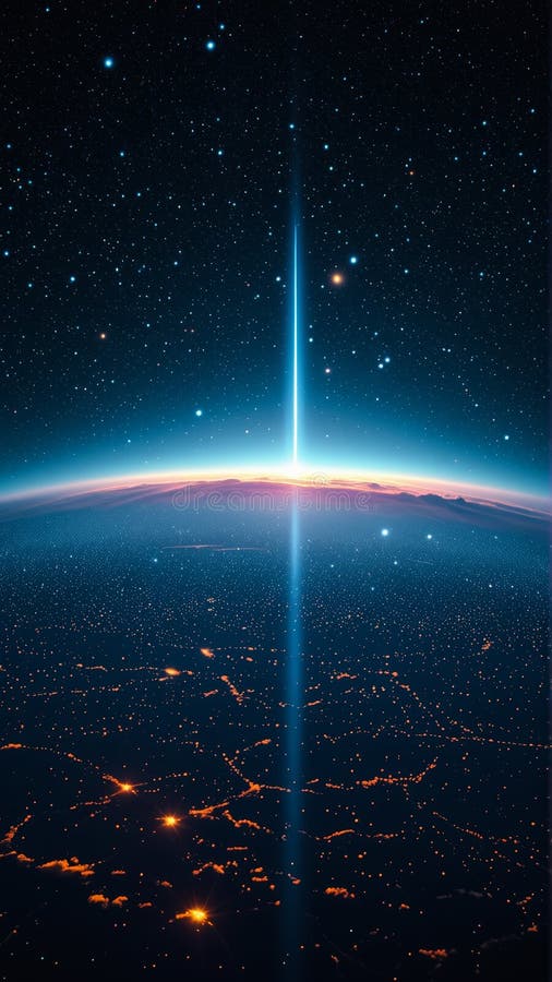 Stunning Celestial Beam Illuminates Starry Night Over Horizon Stock ...