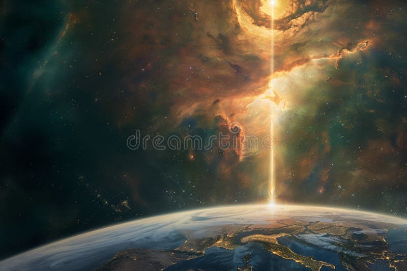 Stunning Celestial Beam: Light Piercing through the Cosmos Stock Image ...