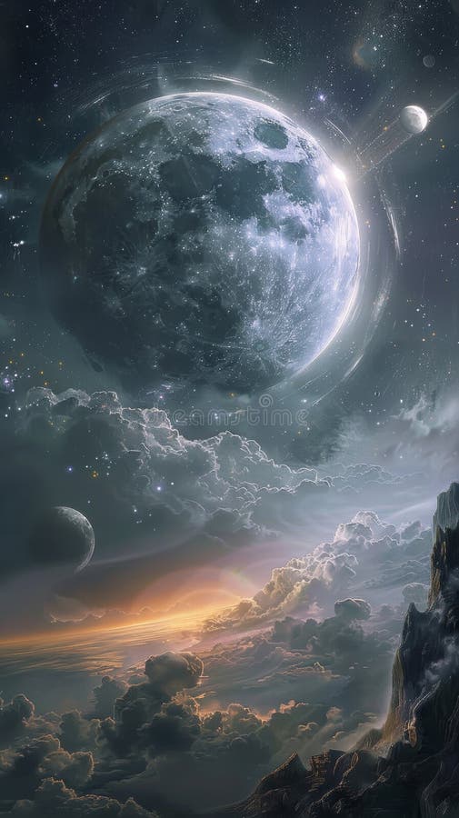 A Stunning Celestial Display Features a Bright Moon and Distant Planets ...