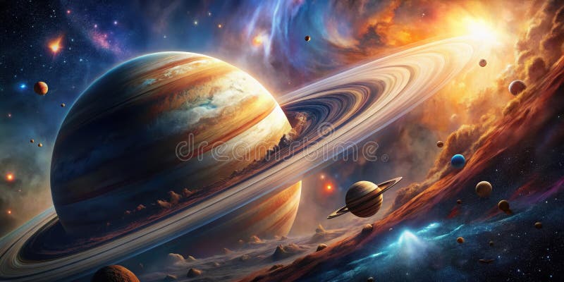 A Stunning Celestial Panorama Featuring a Ringed Gas Giant and Its ...