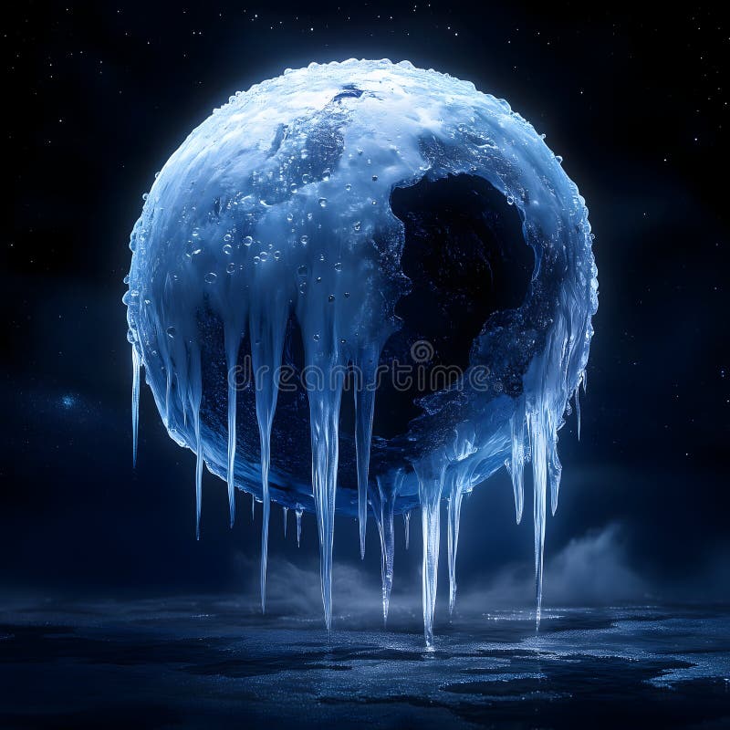 Frozen Celestial Sphere Glimmering Under a Starlit Sky, Capturing the ...