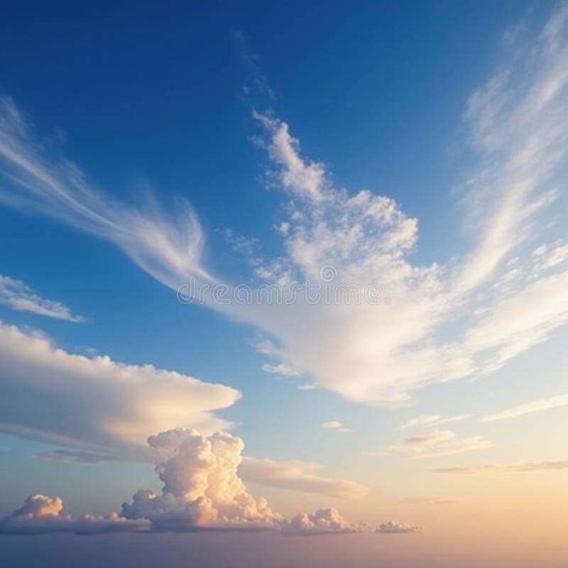 Stunning Cerulean Expanse, Wispy Cirrus Clouds Drift , Texture ...