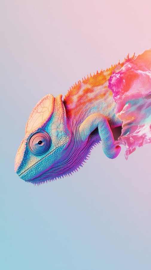 A Vibrant Chameleon Bursts Forth from a Splash of Color. this ...