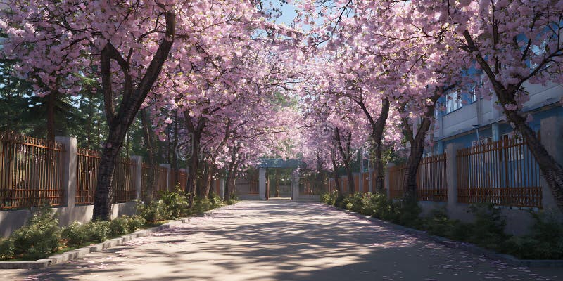 Stunning Cherry Blossom Pathway Spring Scene Pathway Blossoms Trees ...