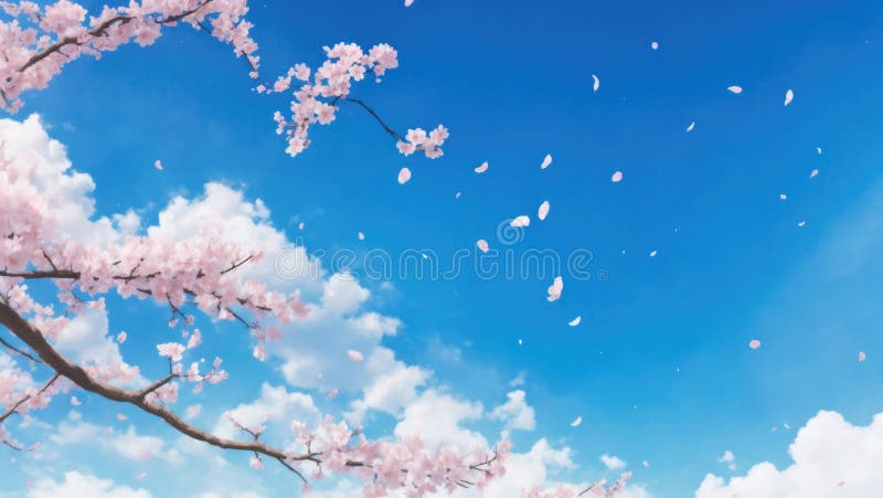 Stunning Cherry Blossom Wallpaper Pink Flowers Blue Sky Spring Stock ...