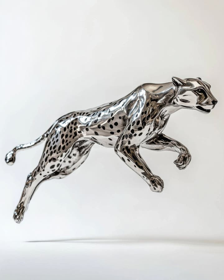 A Stunning Chrome Cheetah Leaps with Grace and Power in this ...