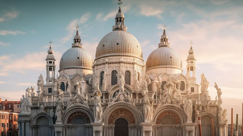 Stunning Church with Multiple Domes and Sculptured Walls. AI-generated ...