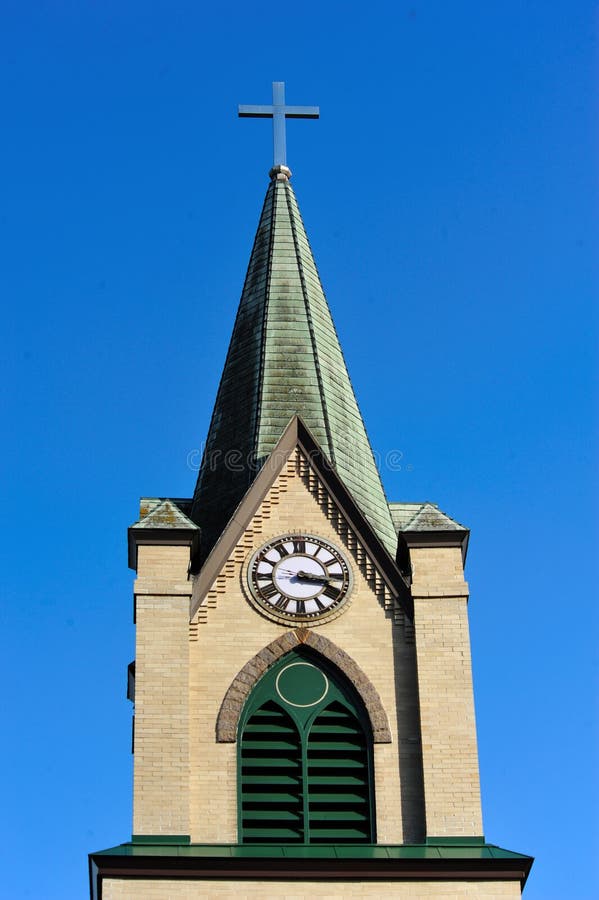 Stunning Church Steeple with Clock Stock Photo - Image of church ...