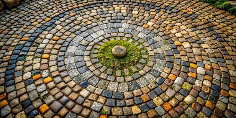 A Stunning Circular Cobblestone Pathway Rustic Charm and Natural Beauty ...