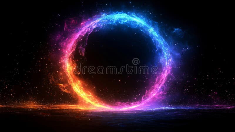 Stunning Circular Energy Design in Vibrant Neon Colors Stock Photo ...