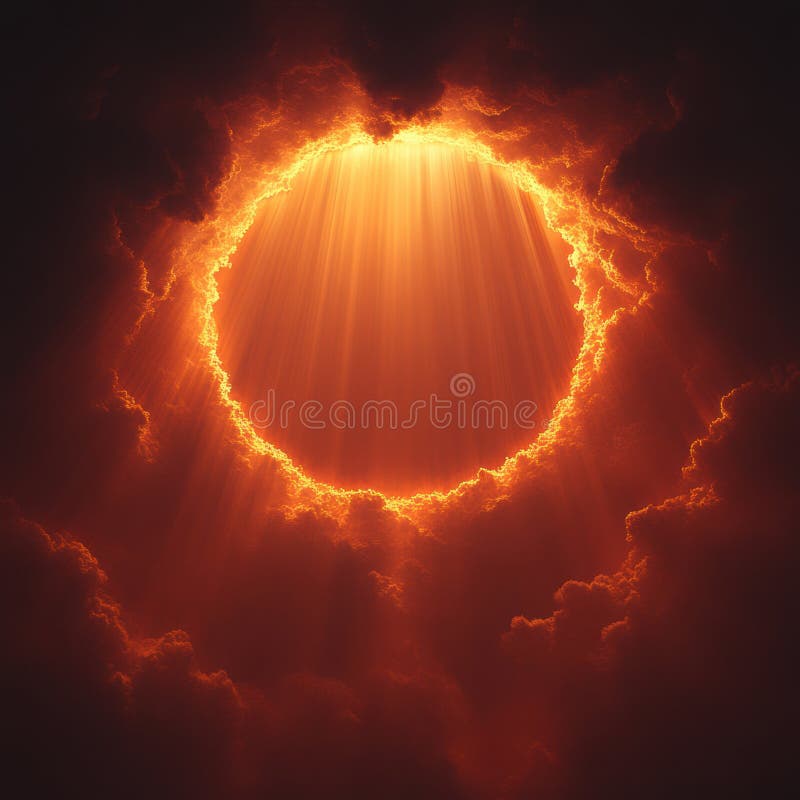 Stunning Circular Light Source Surrounded by Dramatic Clouds, Emitting ...
