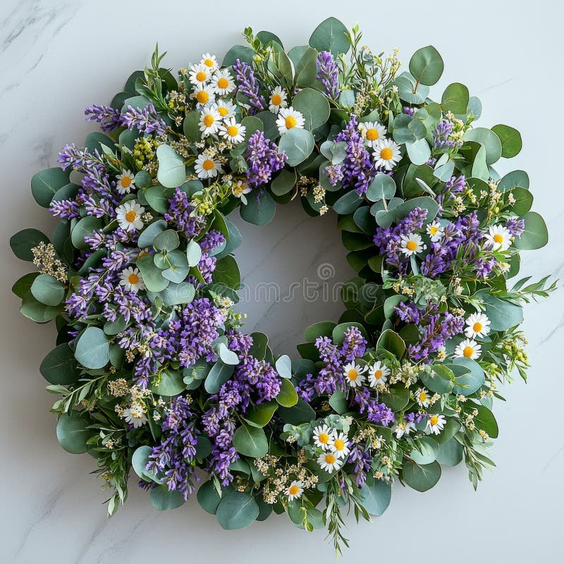 Stunning Circular Spring Wreath Features Vibrant Lavender Eucalyptus ...