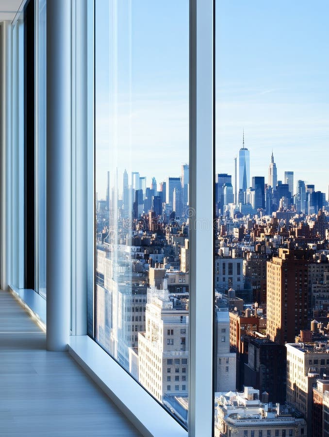 A Stunning City Skyline View from a Modern Office Space with Floor To ...