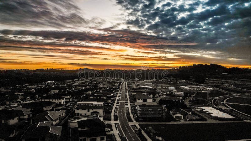 Stunning Cityscape Against the Sunset Sky in Summer Stock Image - Image ...