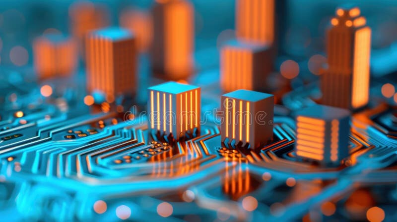 A Stunning Cityscape Featuring Advanced Urban Tech, Illuminated by ...