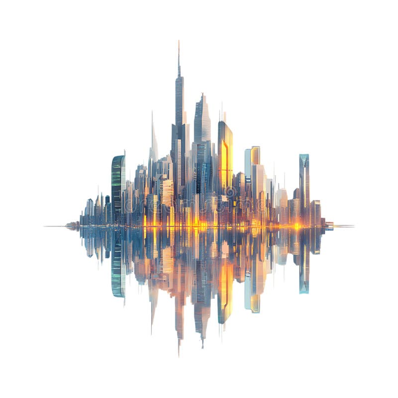 Stunning Cityscape Reflection Modern Metropolis at Sunset Against ...